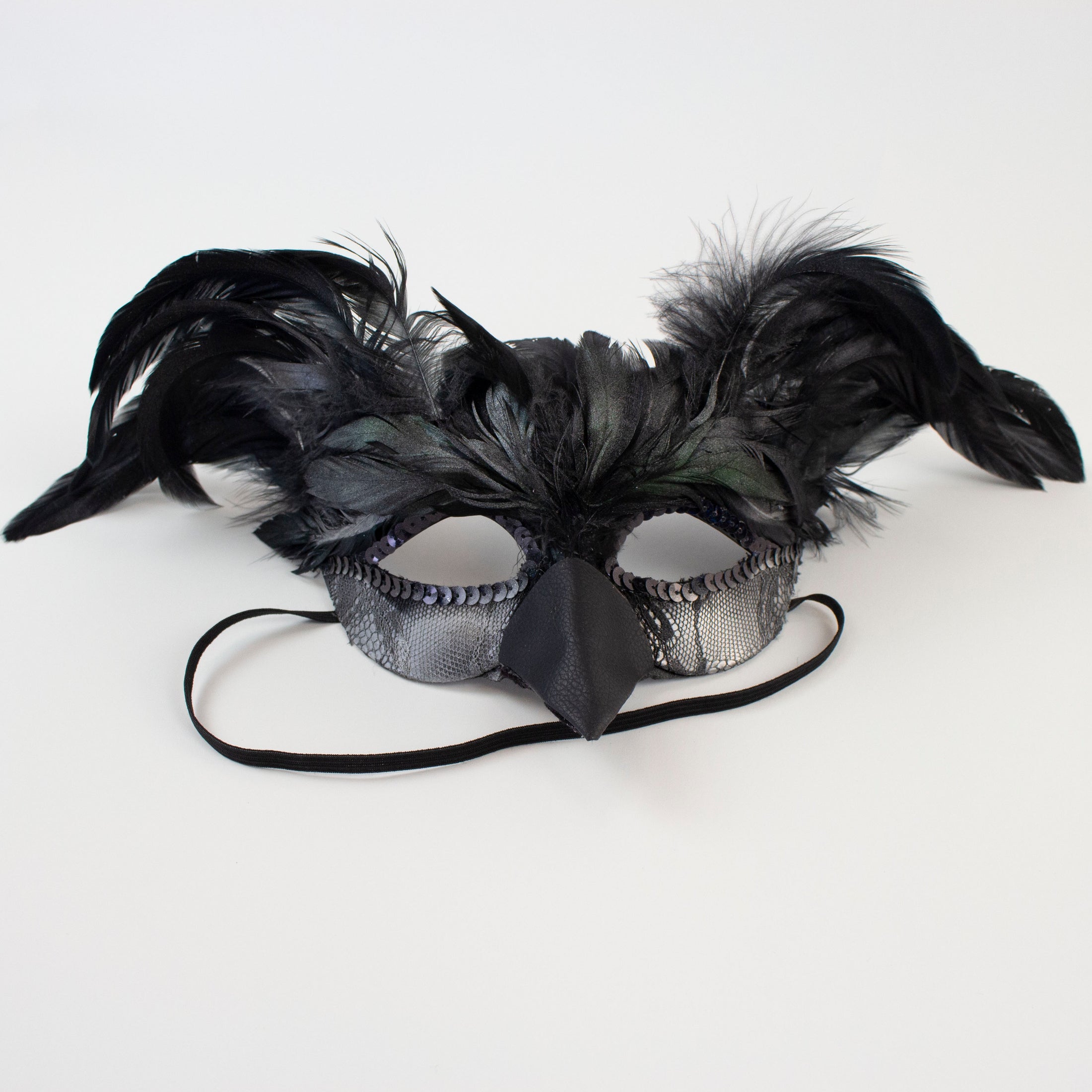 Black & Silver Raven Feather Costume Mask – featherplace.com by Zucker ...