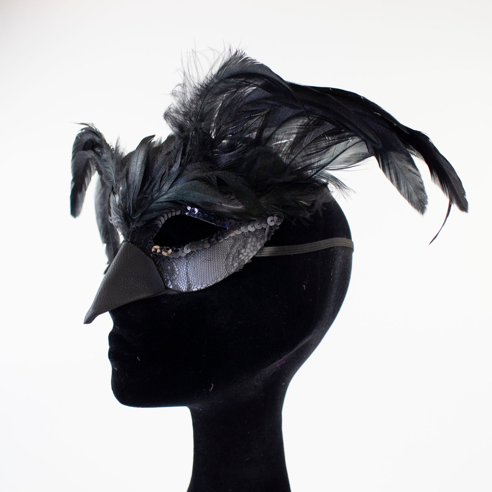 Black & Silver Raven Feather Costume Mask – featherplace.com by Zucker ...