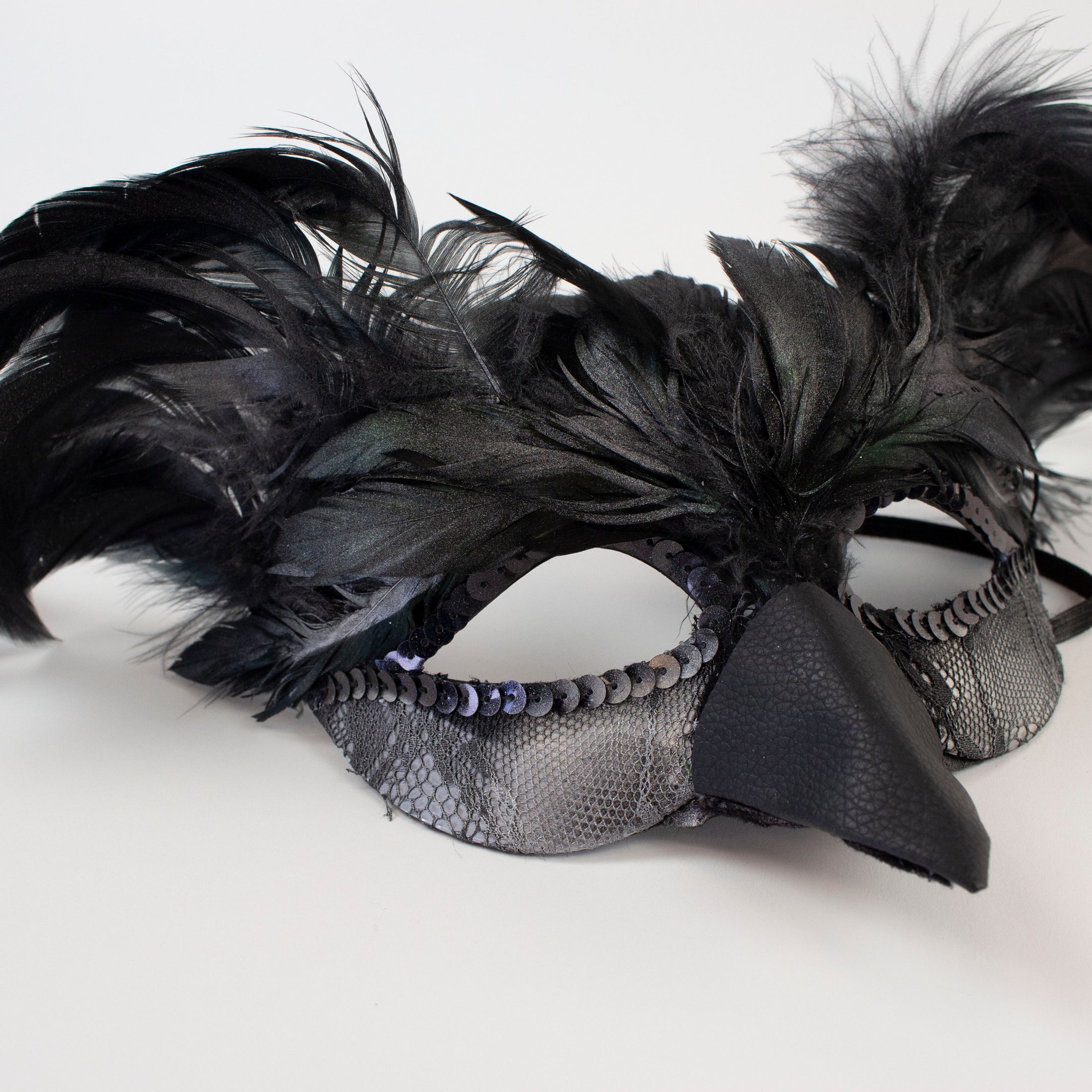 Black & Silver Raven Feather Costume Mask – featherplace.com by Zucker ...
