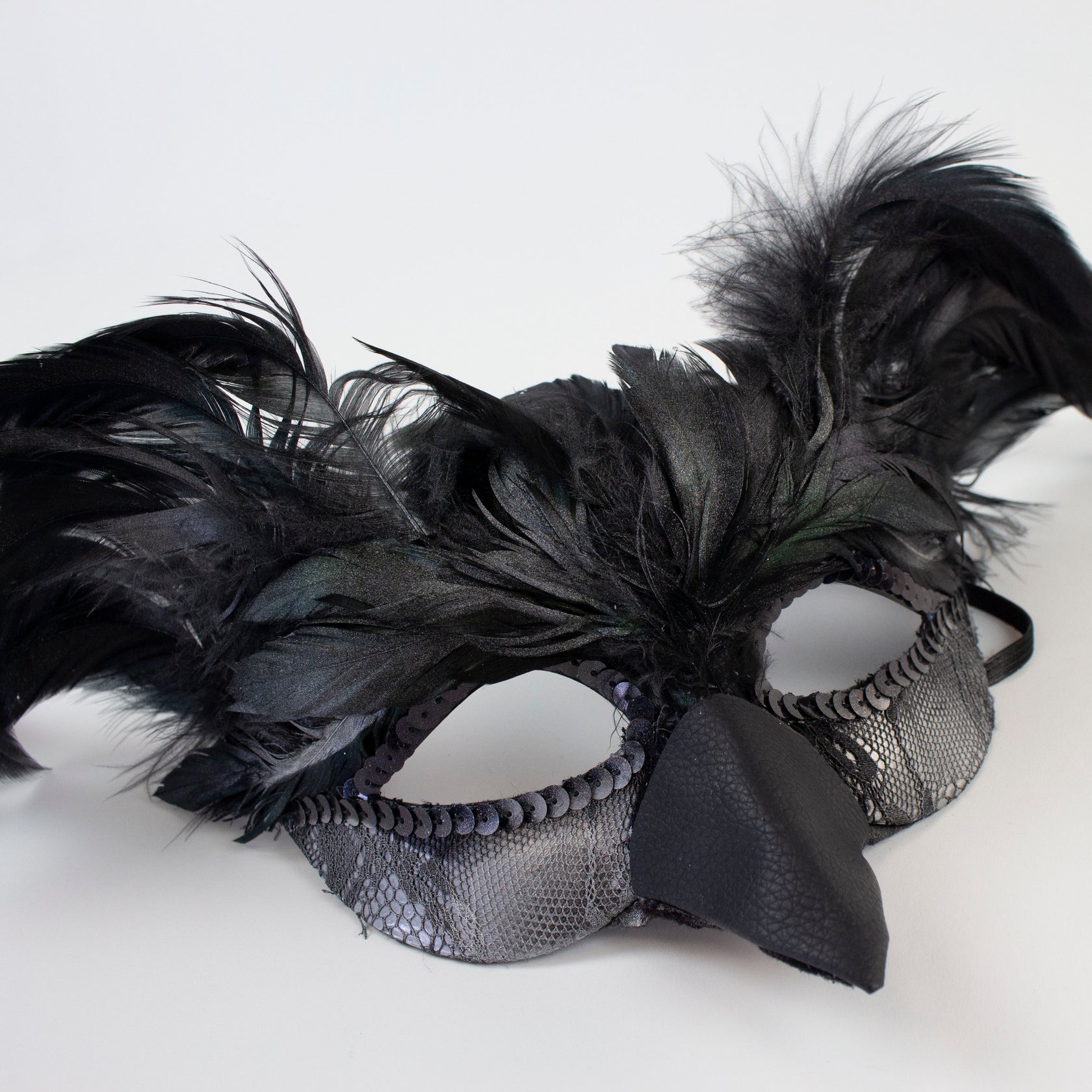 Black & Silver Raven Feather Costume Mask – featherplace.com by Zucker ...