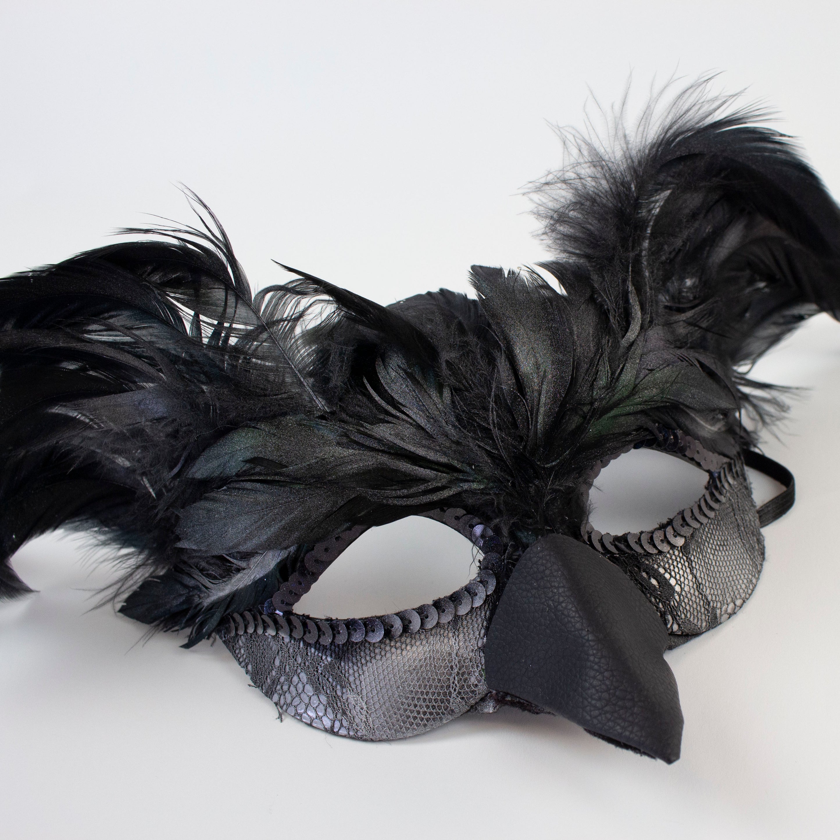 Black & Silver Raven Feather Costume Mask – featherplace.com by Zucker ...