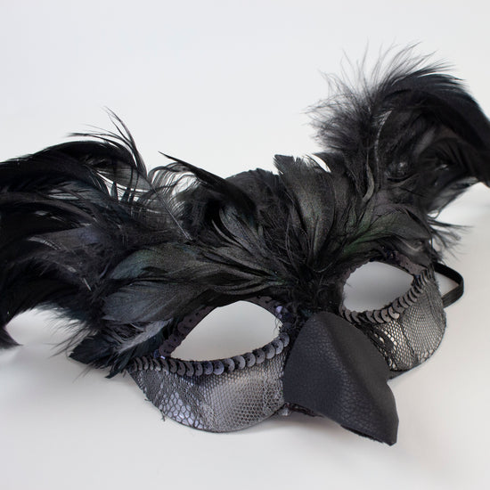 Black & Silver Raven Feather Costume Mask – featherplace.com by Zucker ...