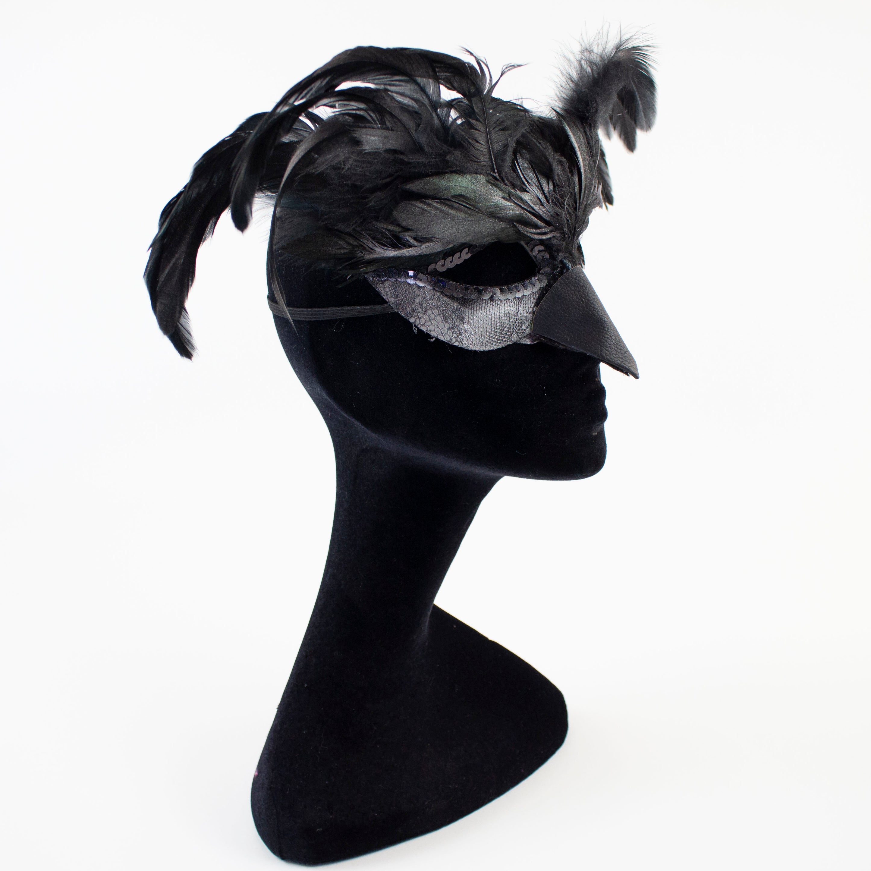 Black & Silver Raven Feather Costume Mask – featherplace.com by Zucker ...