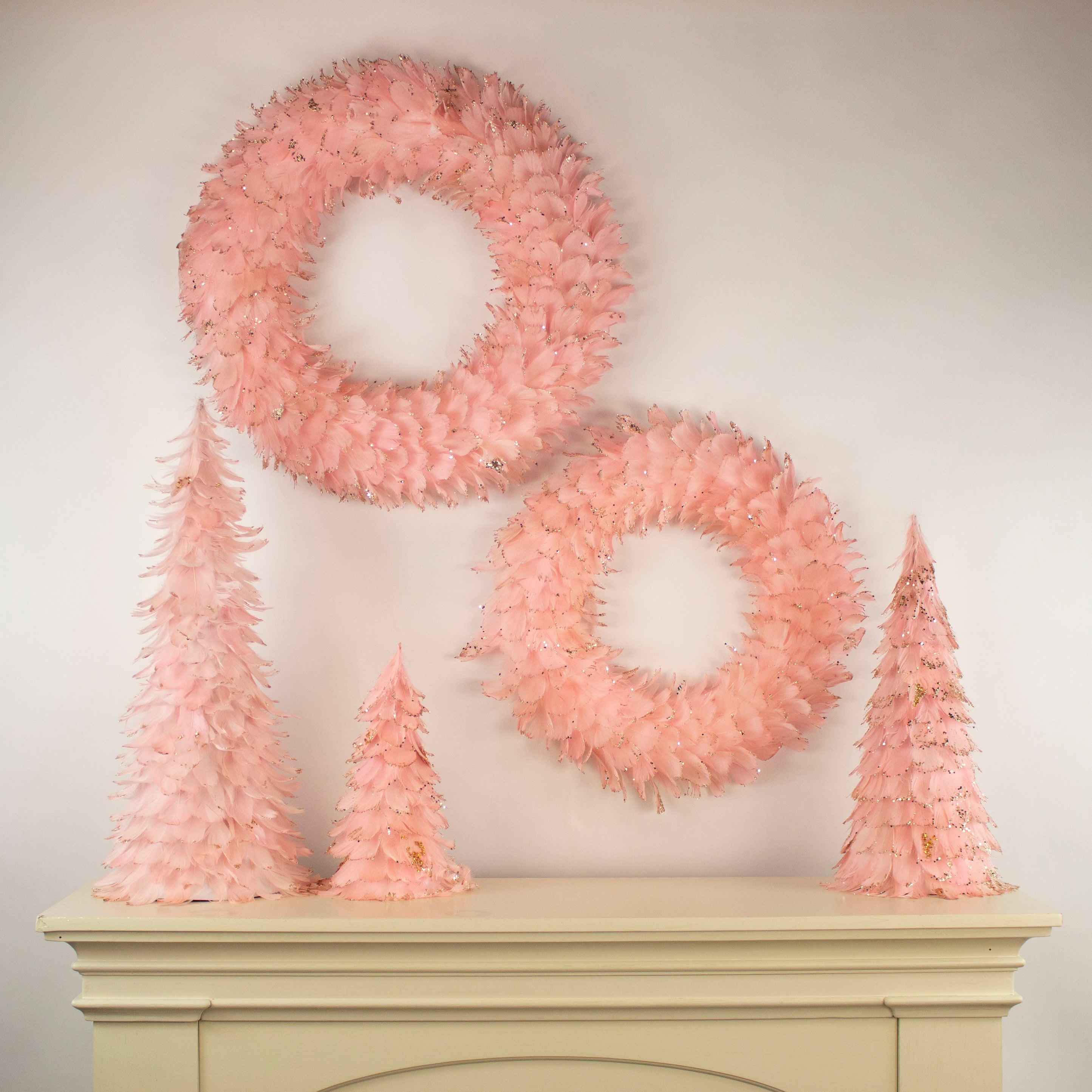Small Pink Christmas Tree for Tabletop | Rose Gold Feather Tree ...