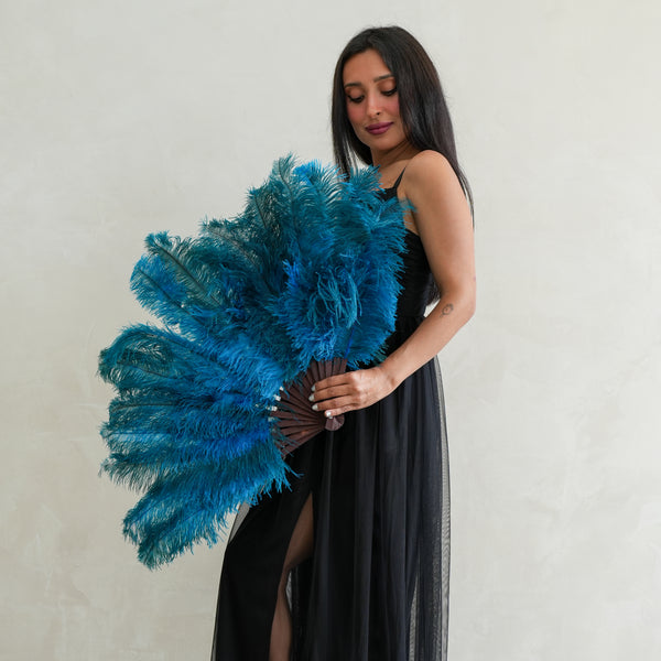 Dark Turquoise Ostrich Floss Feather Fan | Buy Fluffy Feather Fans ...
