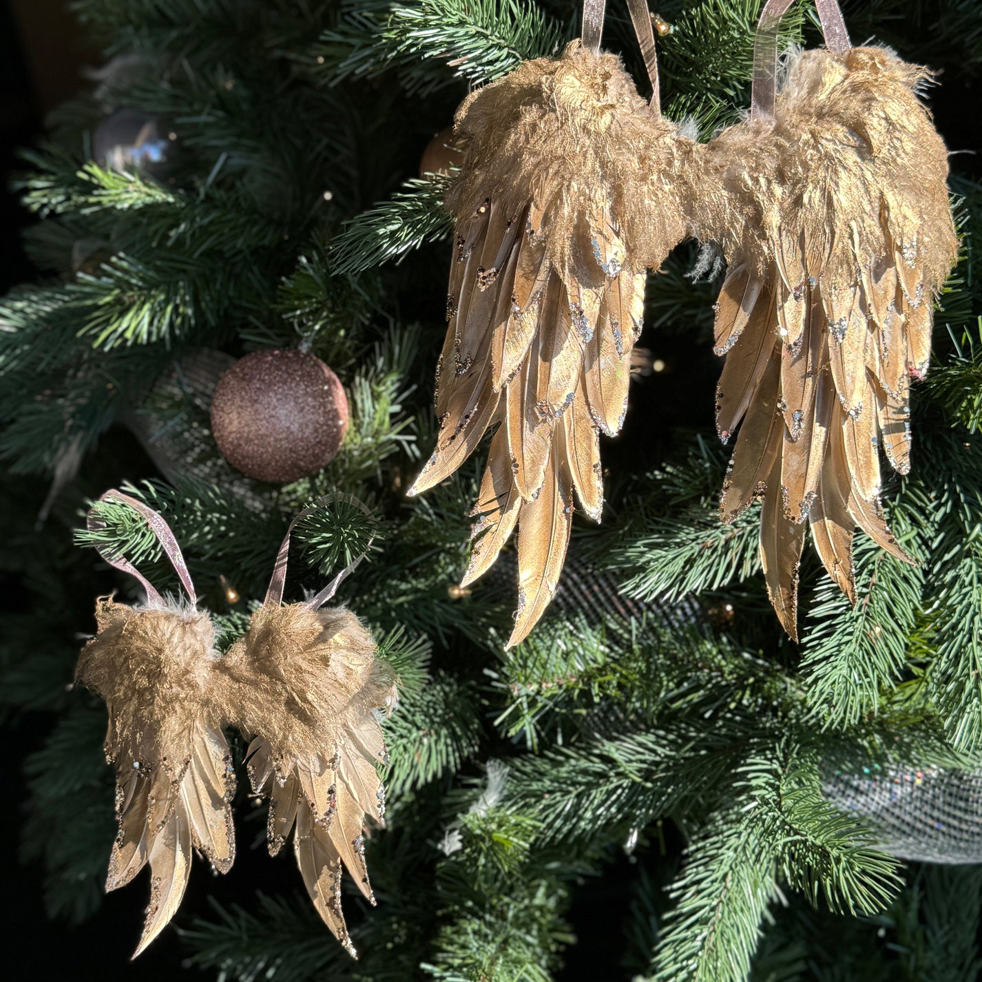 Gold Feather Angel Wing Christmas Ornament | Gold Christmas Decor ...