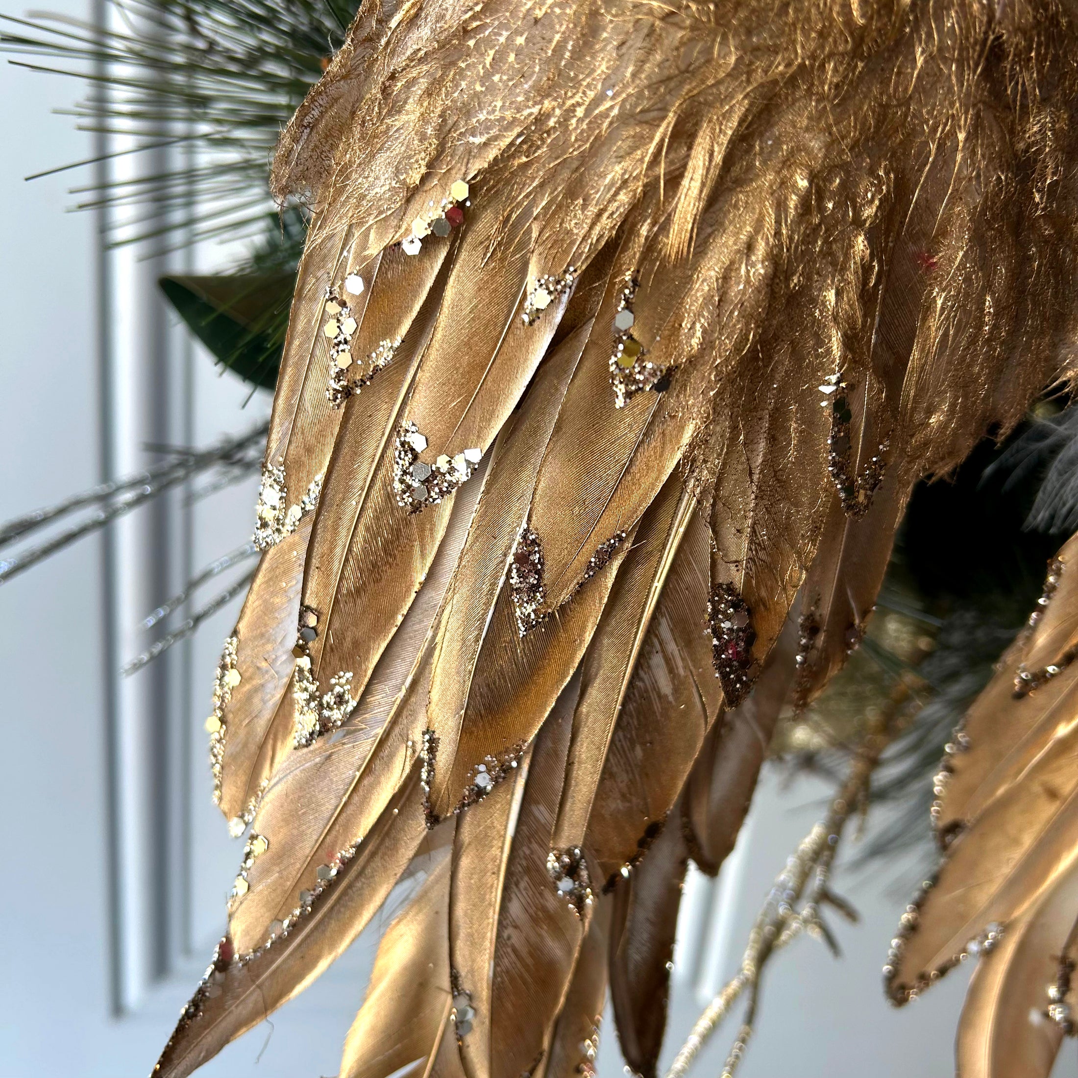 Gold Feather Angel Wing Christmas Ornament | Gold Christmas Decor ...