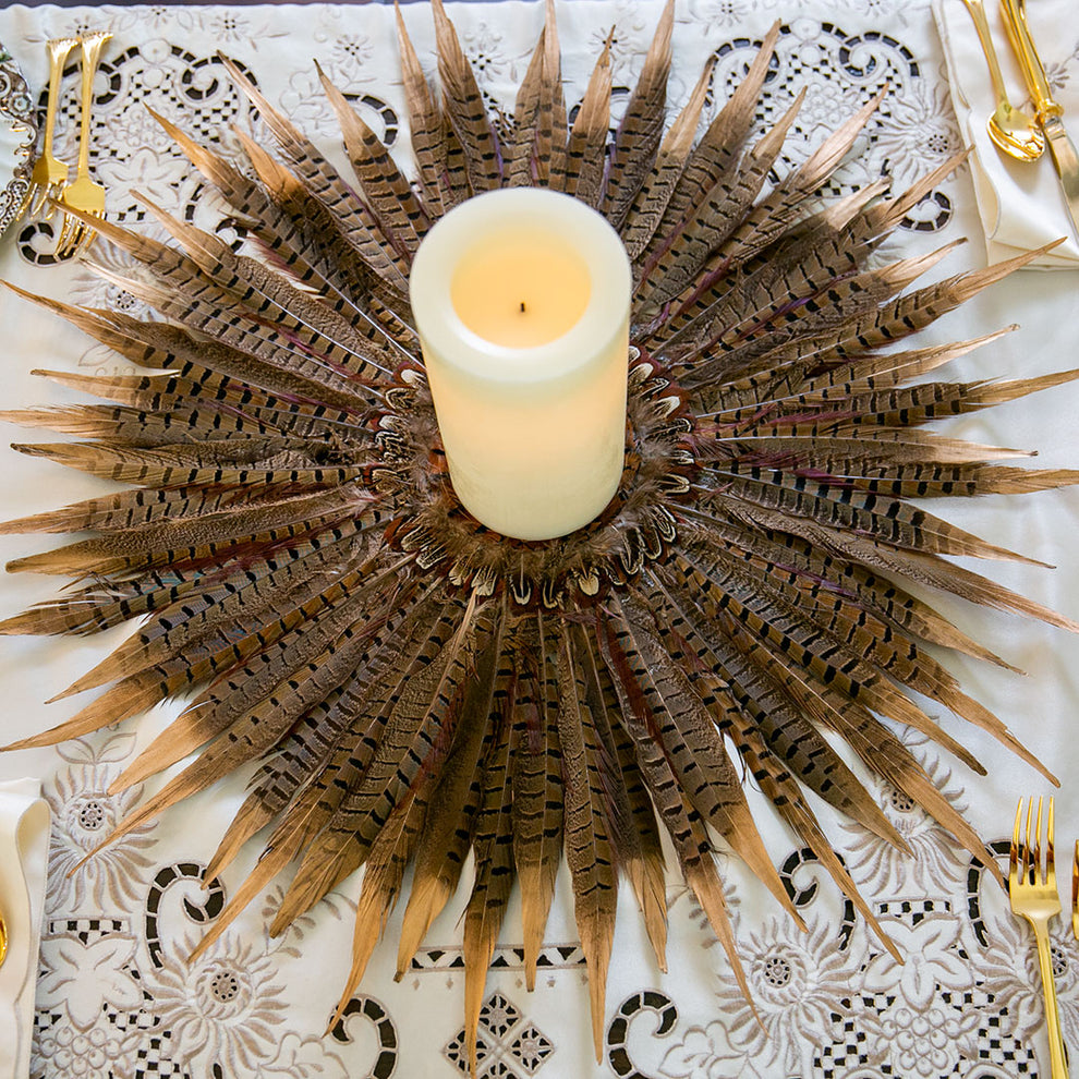Natural Pheasant Tail Wreath Tipped Metallic Gold – featherplace.com by ...