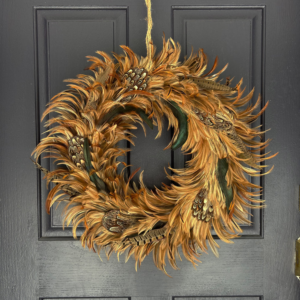 Natural Pheasant Feather Wreath - 22 inch – featherplace.com by Zucker ...