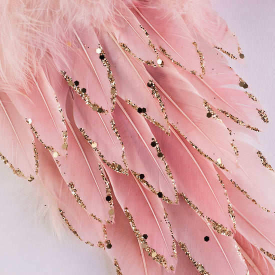 Pink Feather Angel Wing Christmas Ornament | Rose Gold Christmas Decor ...