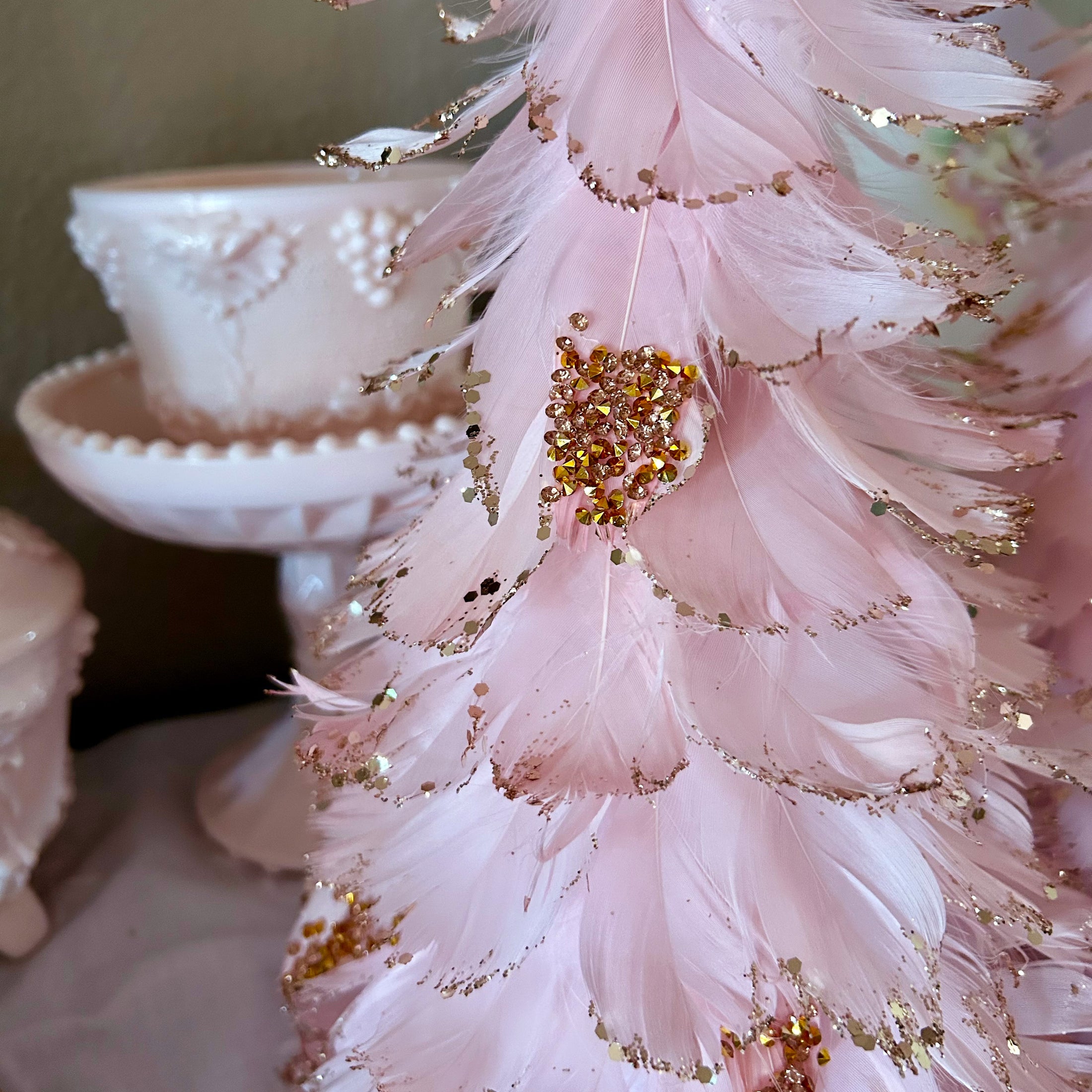Small Pink Christmas Tree for Tabletop | Rose Gold Feather Tree ...