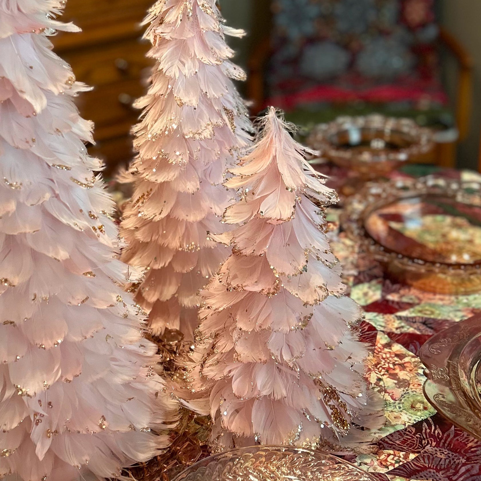 Small Pink Christmas Tree for Tabletop | Rose Gold Feather Tree ...