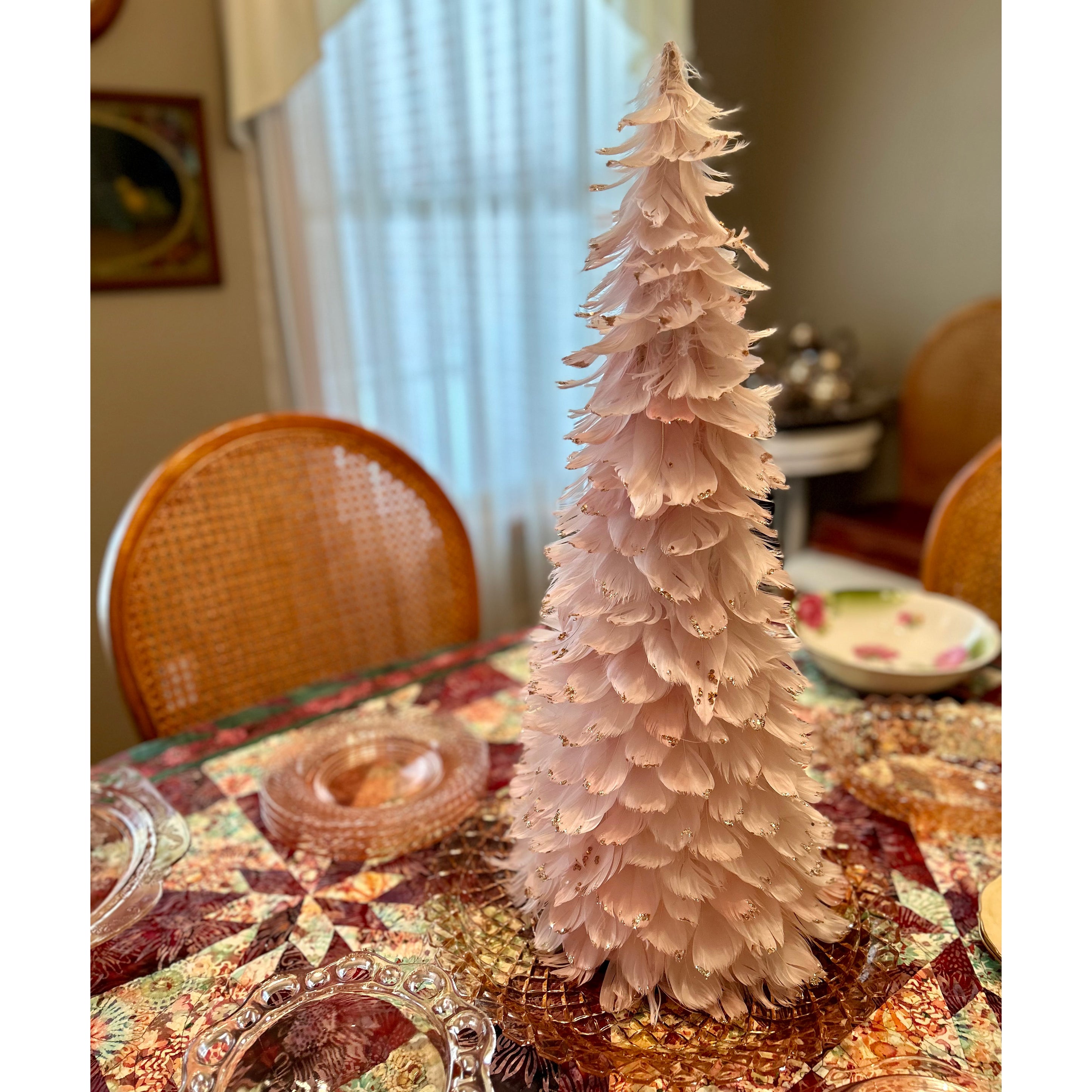 Small Pink Christmas Tree for Tabletop | Rose Gold Feather Tree ...