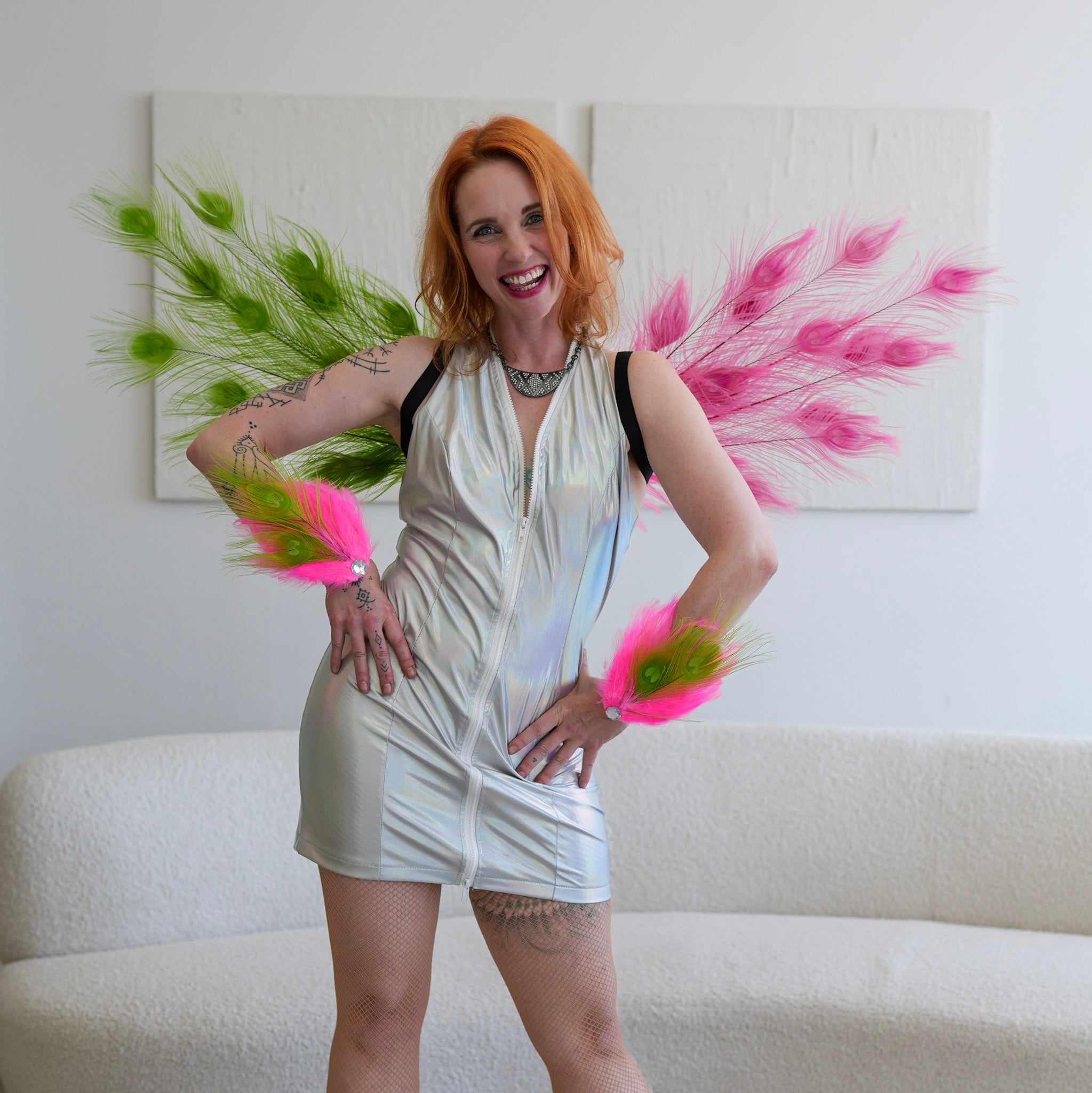 Pink and Green Peacock Fairy Wings | Wicked Peacock Feather Costume ...