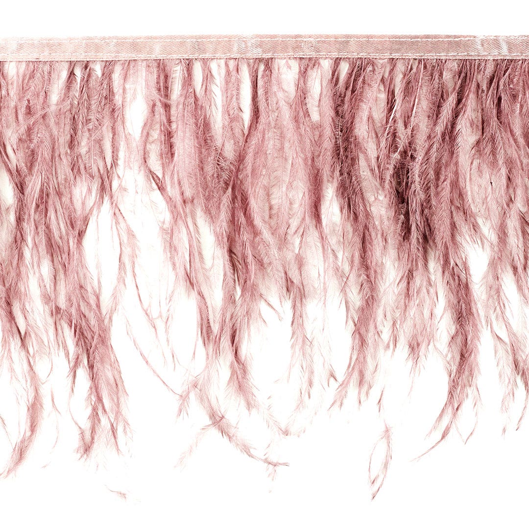 One-Ply Ostrich Feather Fringe - 5 Yards - Mauve – featherplace.com by Zucker Feather Products, Inc.