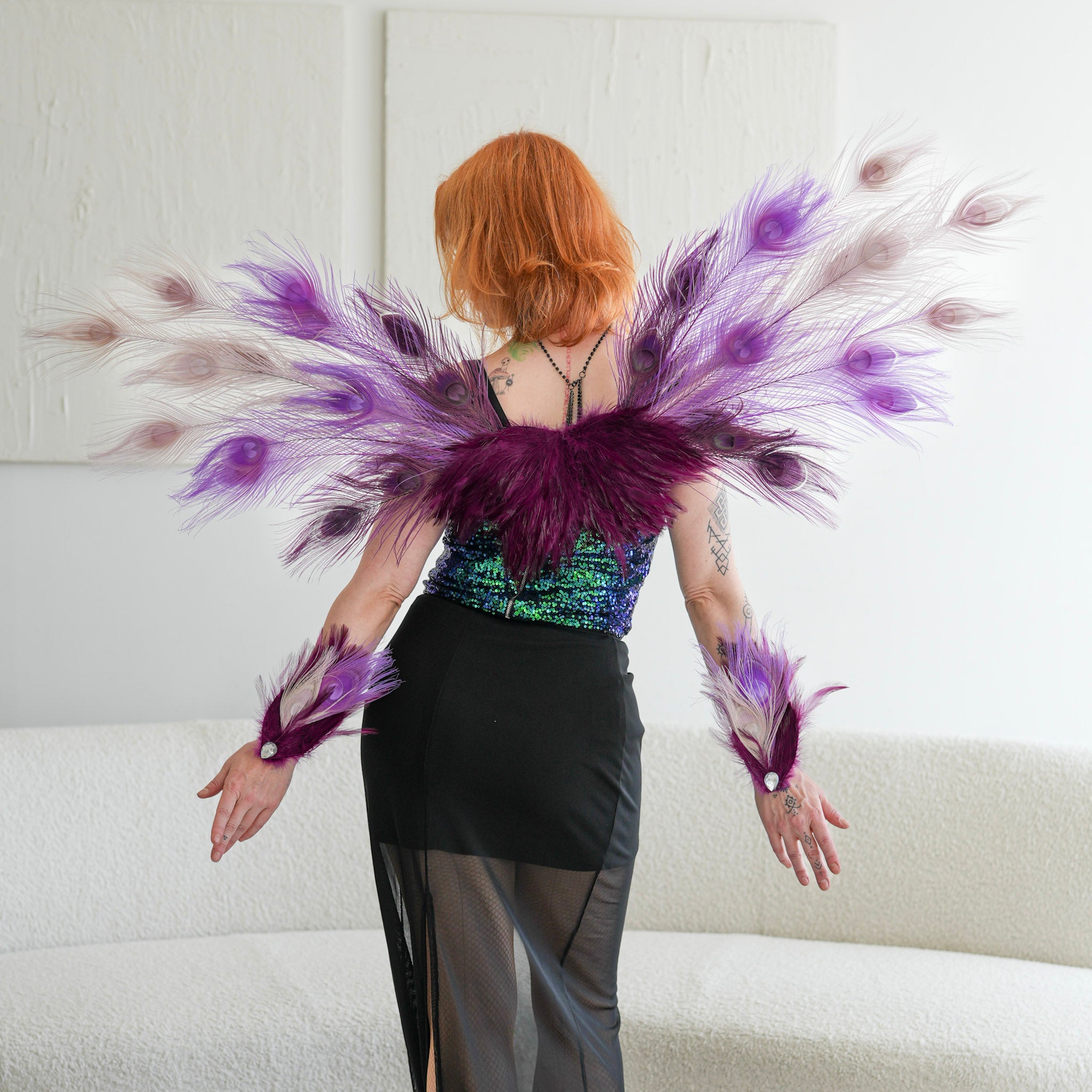 Purple Peacock Fairy Wings | Purple Peacock Feather Costume ...
