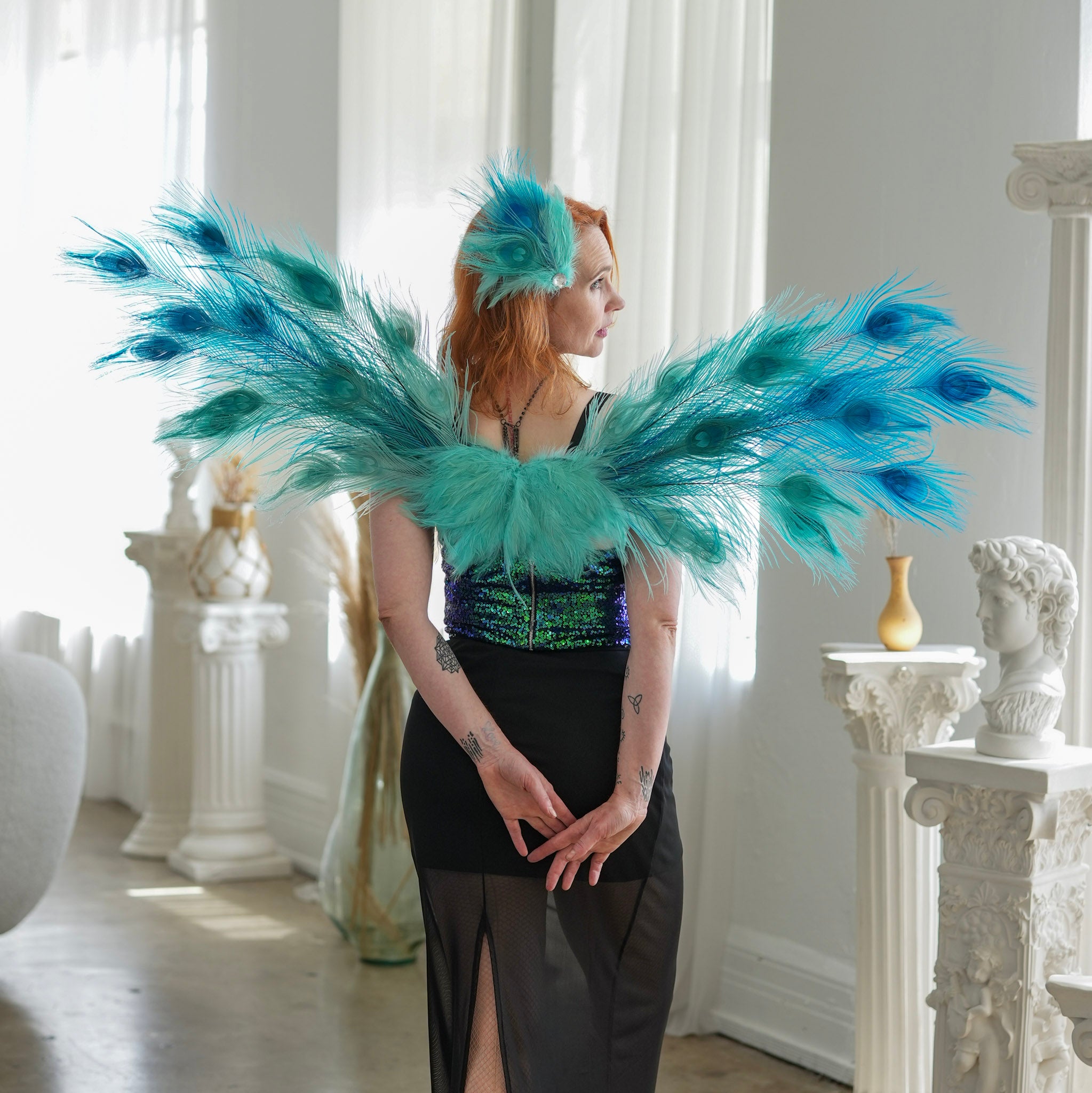 Turquoise Peacock Fairy Wings | Teal Peacock Feather Costume ...