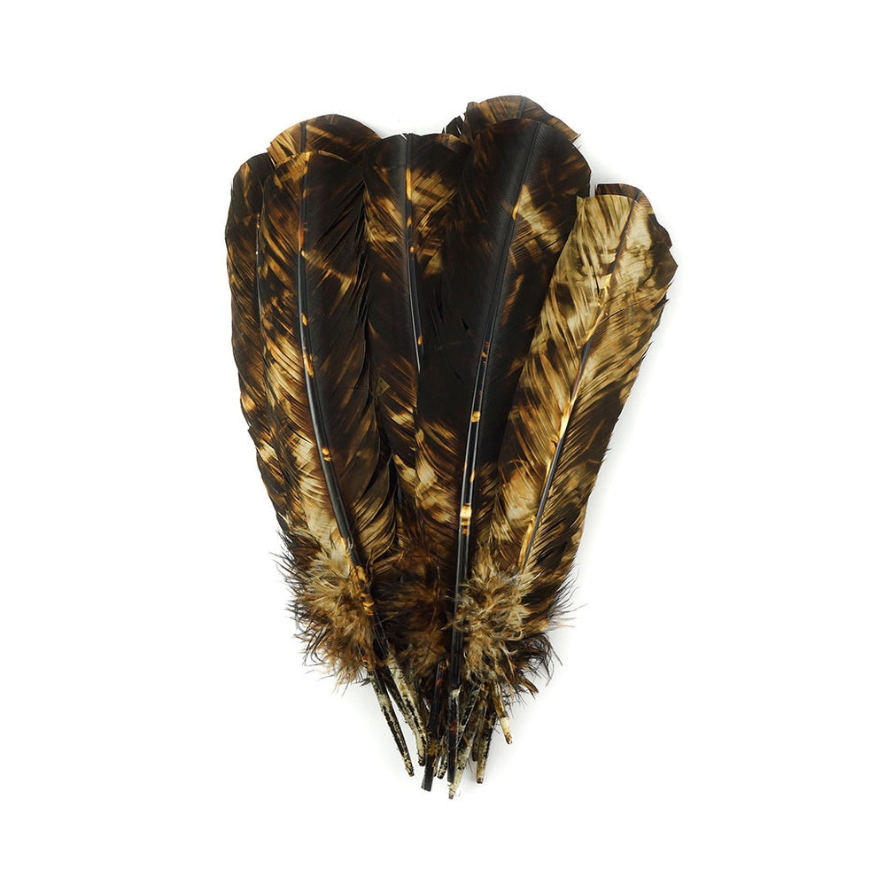 Turkey Quill Right Wing - Tie Dye - Beige & Brown – featherplace.com by ...