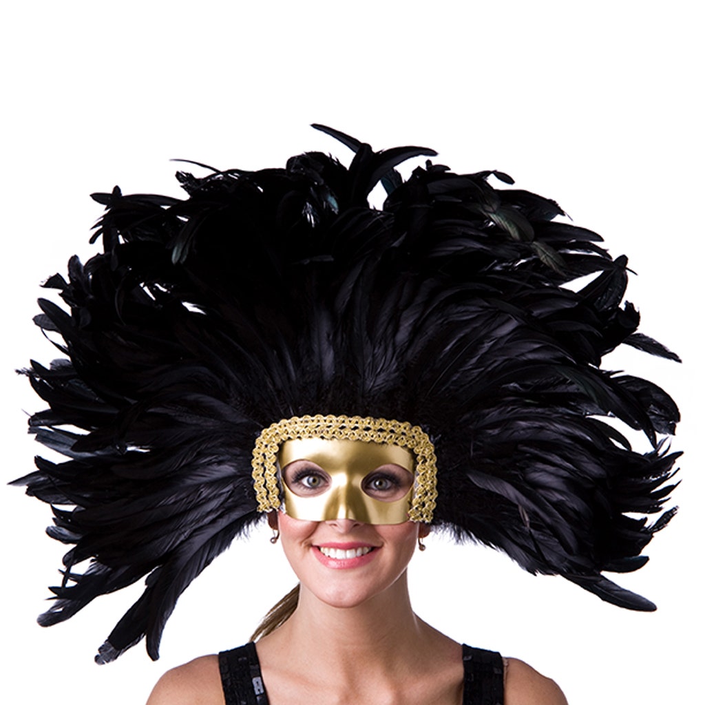 Dyed Black Feather Headdress Mask | Buy Wholesale Fashion Masks ...