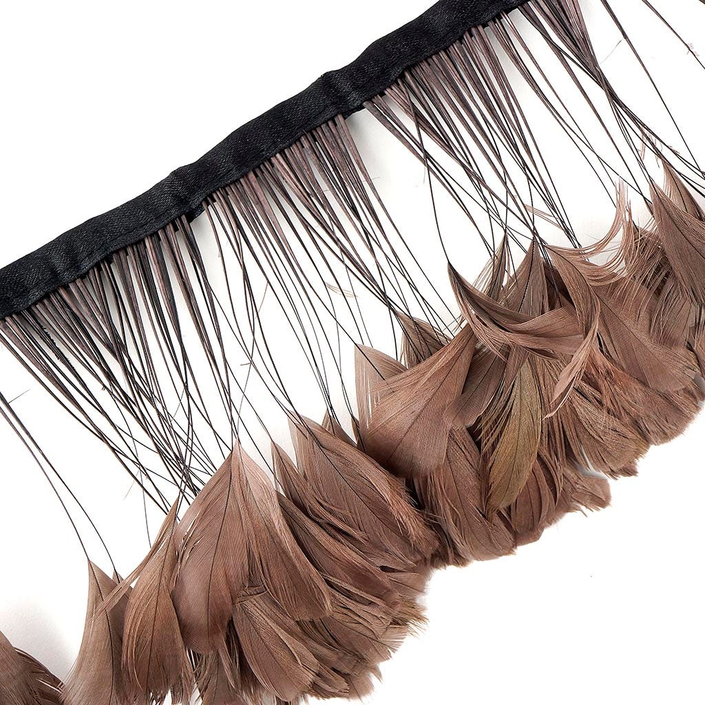 Brown Stripped Bleached Coque Feather Fringe | Buy 8-10 Inches Fringe ...