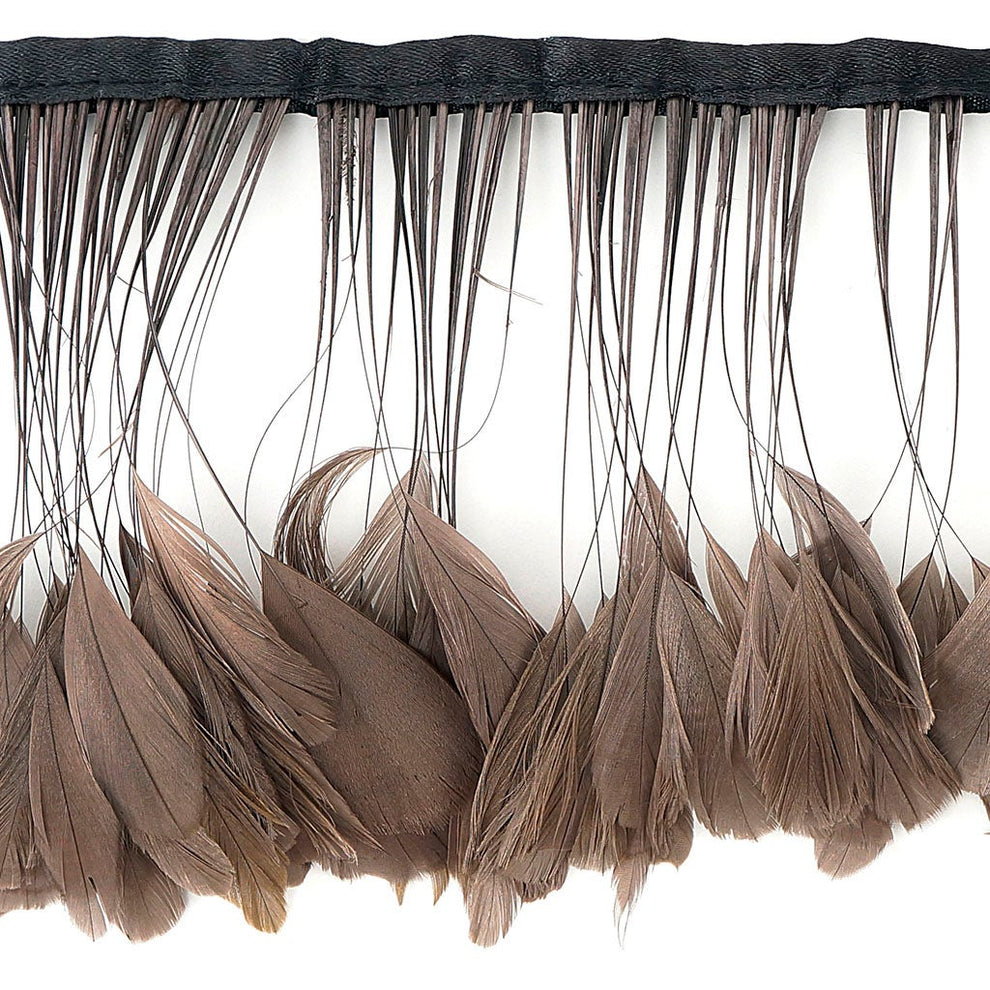 Brown Stripped Bleached Coque Feather Fringe | Buy 8-10 Inches Fringe ...