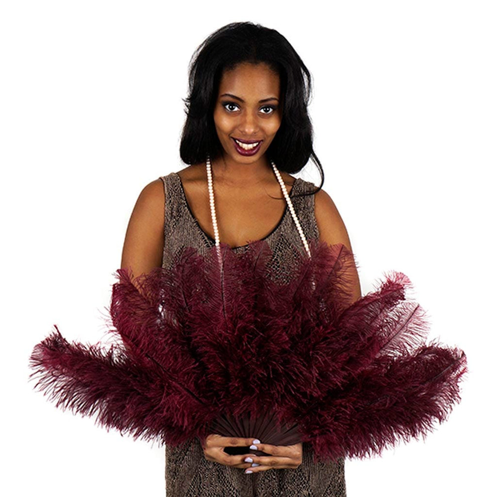 Burgundy Ostrich Floss Feather Fan | Buy Fluffy Feather Fans ...