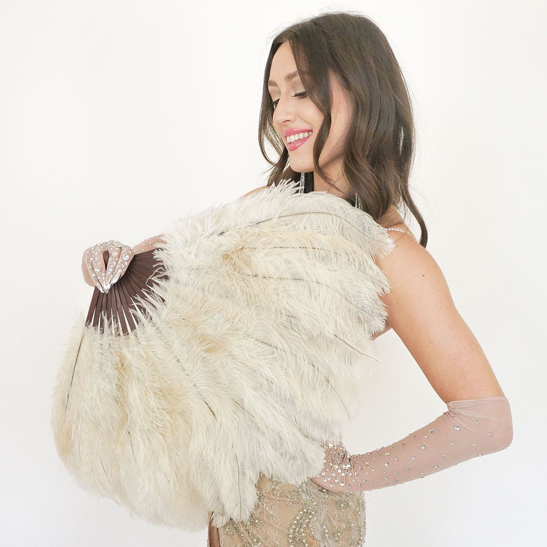 Natural Tonals Ostrich Floss Feather Fan | Buy Fluffy Feather Fans ...